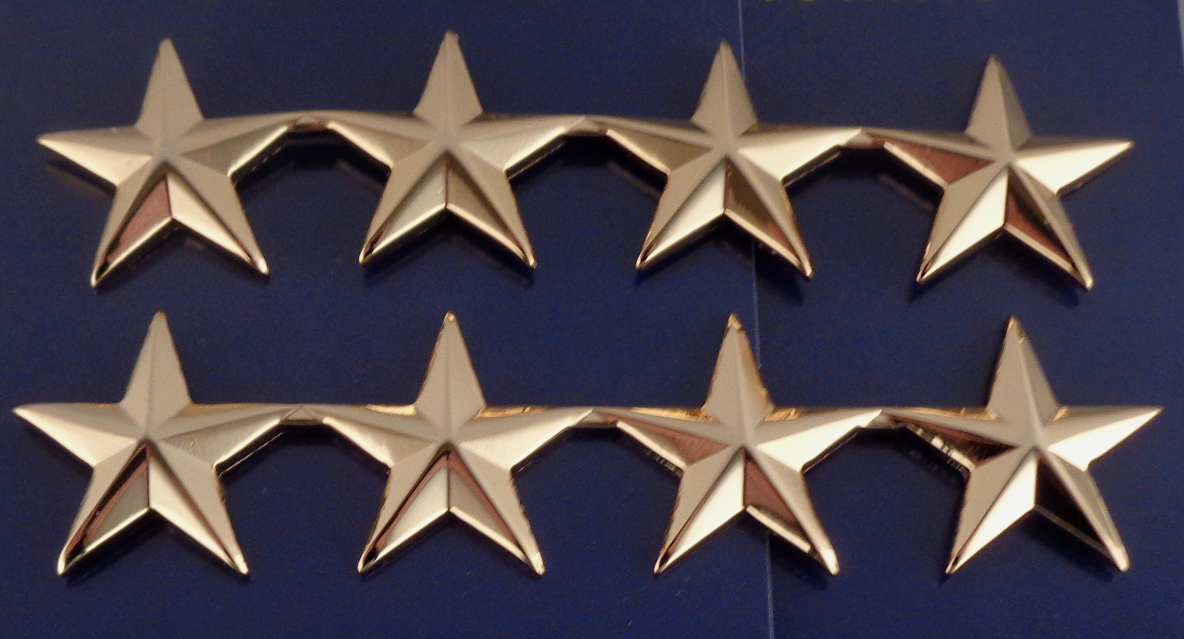 4 stars 1" Polished Gold Pair Collar Pins 4473G