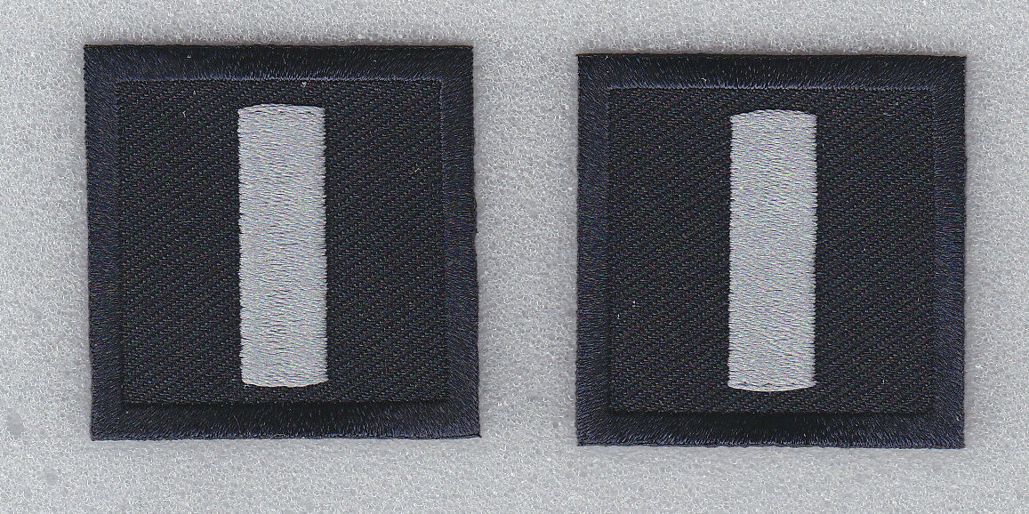 LT Lieutenant SILVER on MIDNIGHT NAVY collar patches 1.5" LARGE