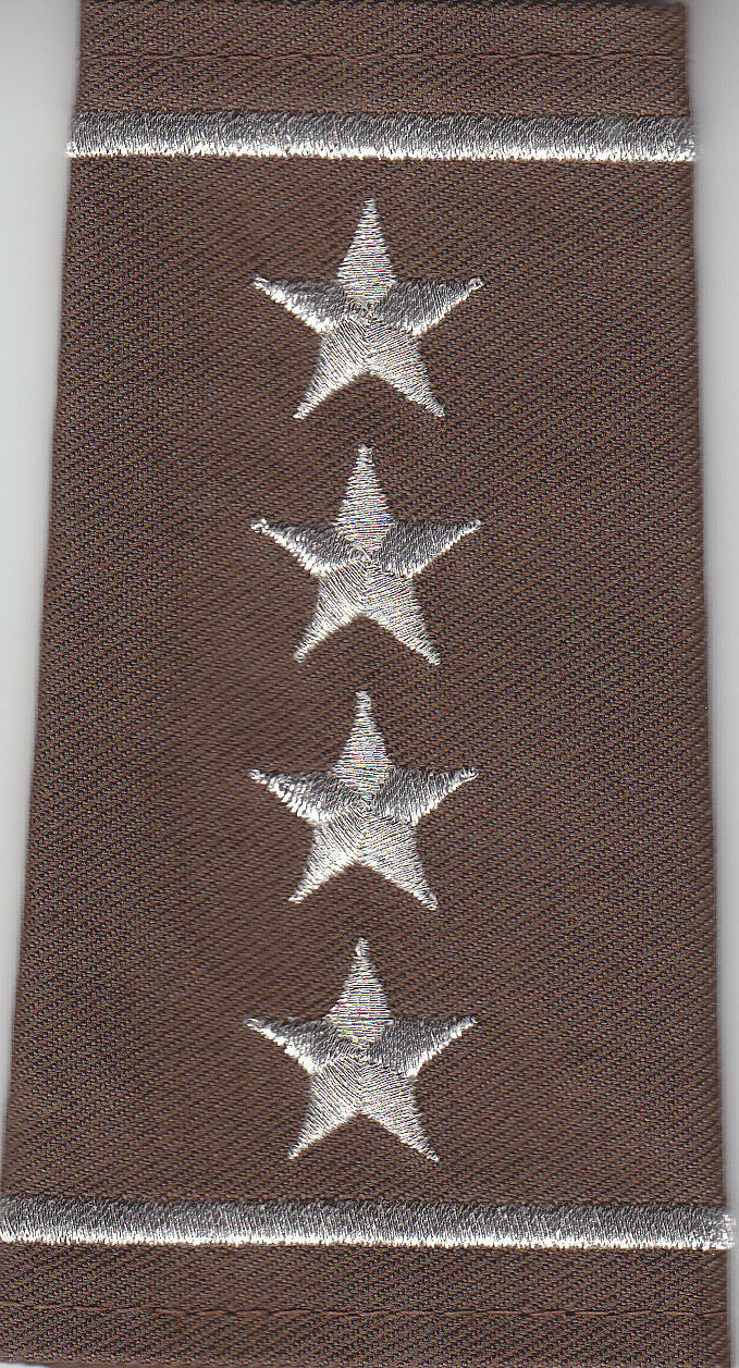 4 STARS Silver on Brown Shoulder Boards
