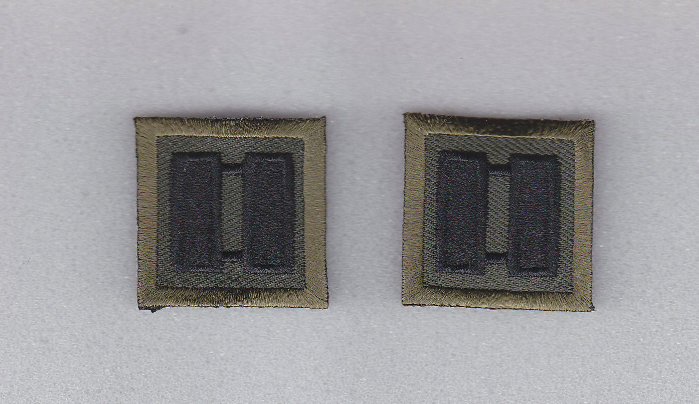 captain black on OD green sew on collar patches 1.25" small police