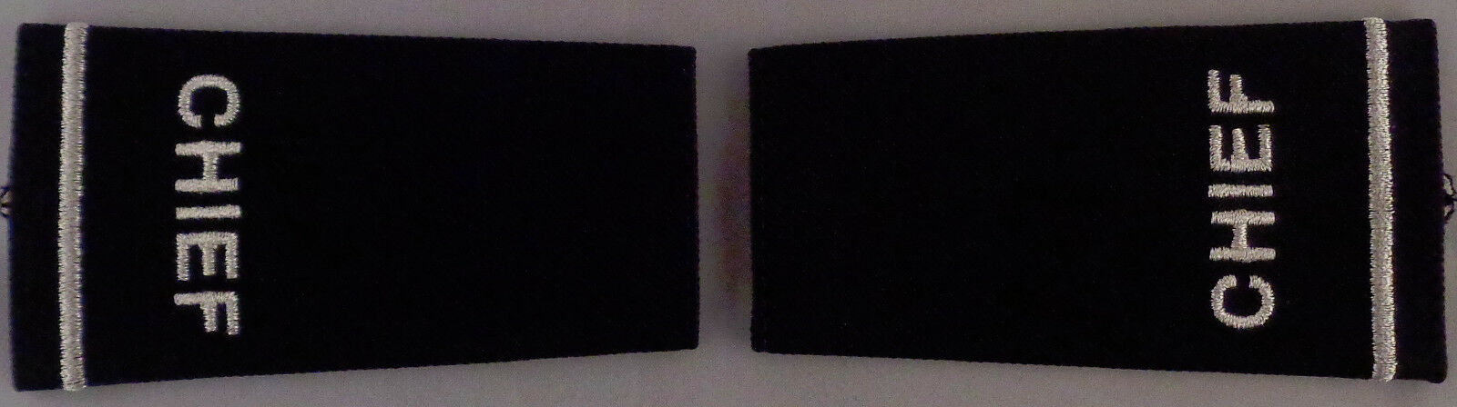 CHIEF Silver on Dark Navy Epaulet Shoulder Boards USA MADE