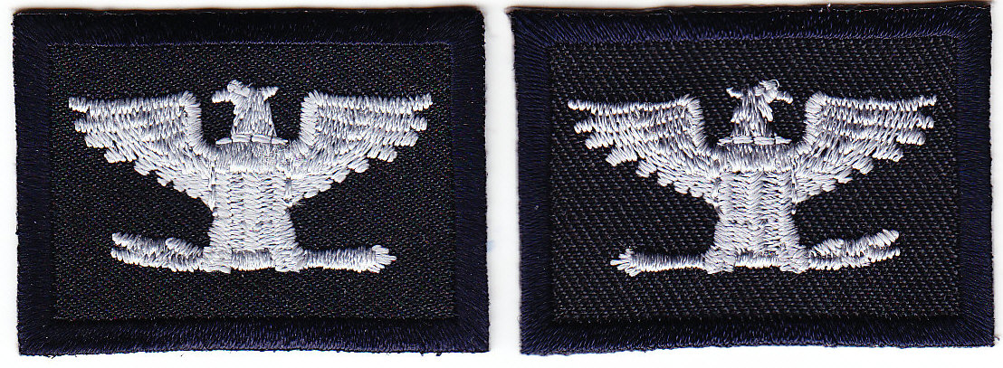 COL Colonel Eagles Birds SILVER on MIDNIGHT collar patches 1.75 large