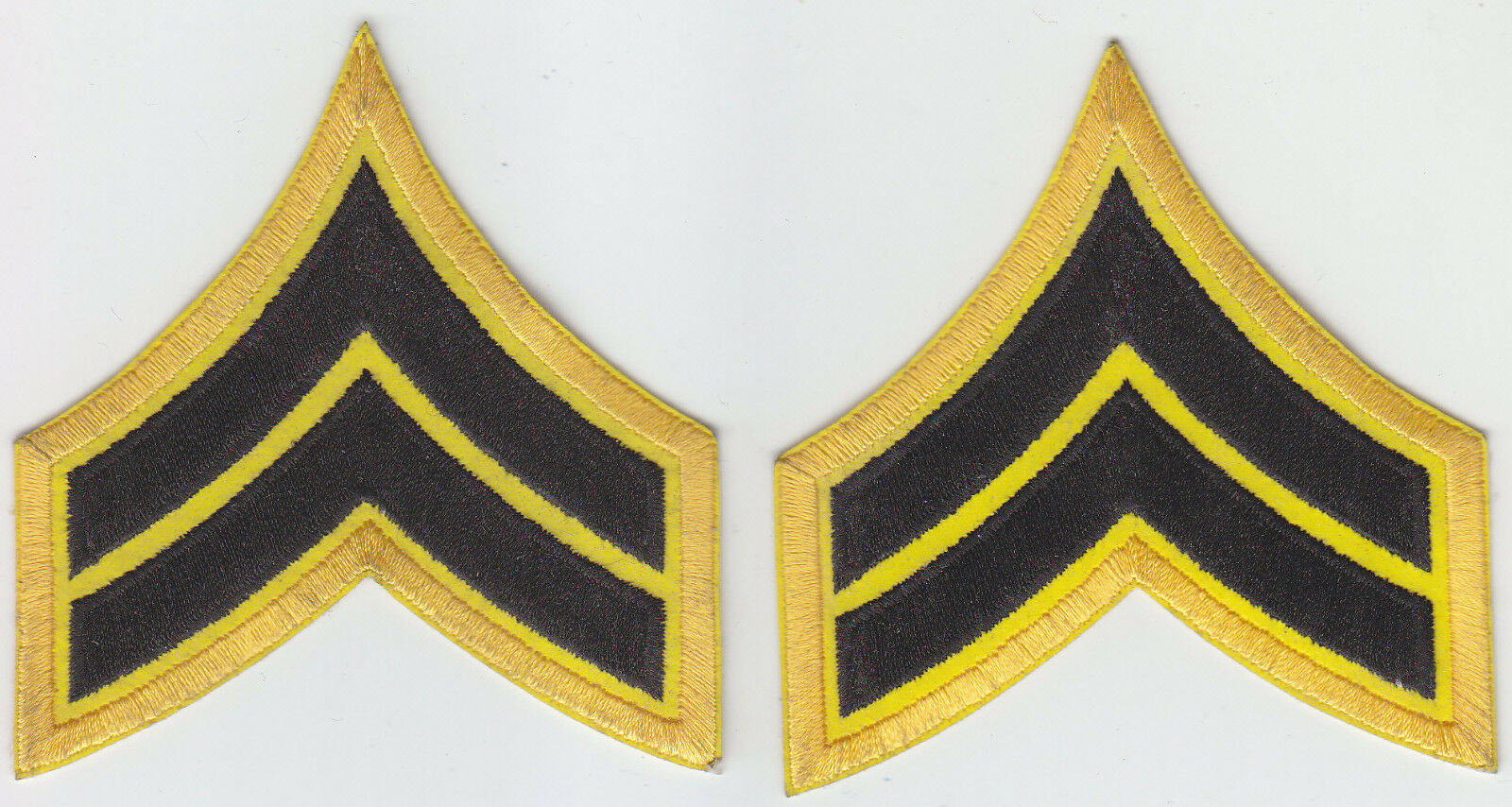 CPL Corporal Chevrons BLACK on GOLD REFLECTIVE 3" X 3.25"