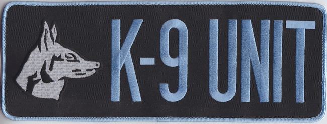 K-9 UNIT Light Blue on Black Back Panel Patch 10.75" X 4": Uniform ...