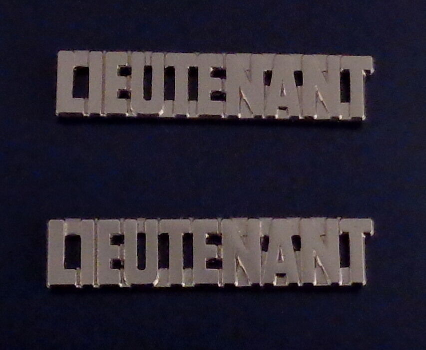 LIEUTENANT Polished Silver 3/8 Letters Collar Pins Insignia