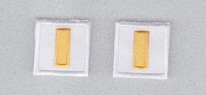 LT Lieutenant MEDIUM GOLD on WHITE collar lapel patches 1" small