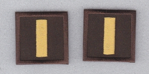 LT Lieutenant GOLD on BROWN collar lapel patches 1.5" large