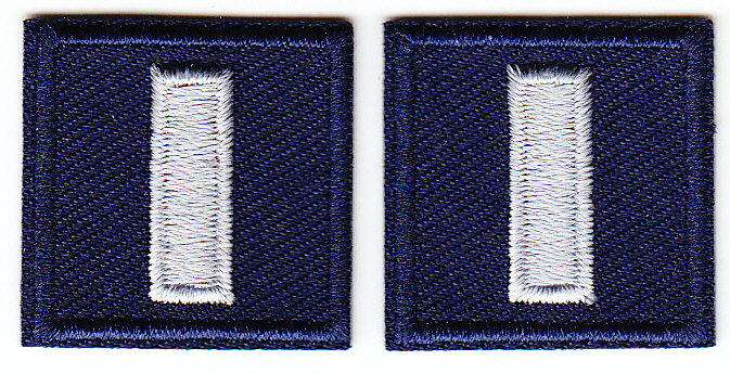 lieutenant lt silver on navy blue sew on collar patches small 1"