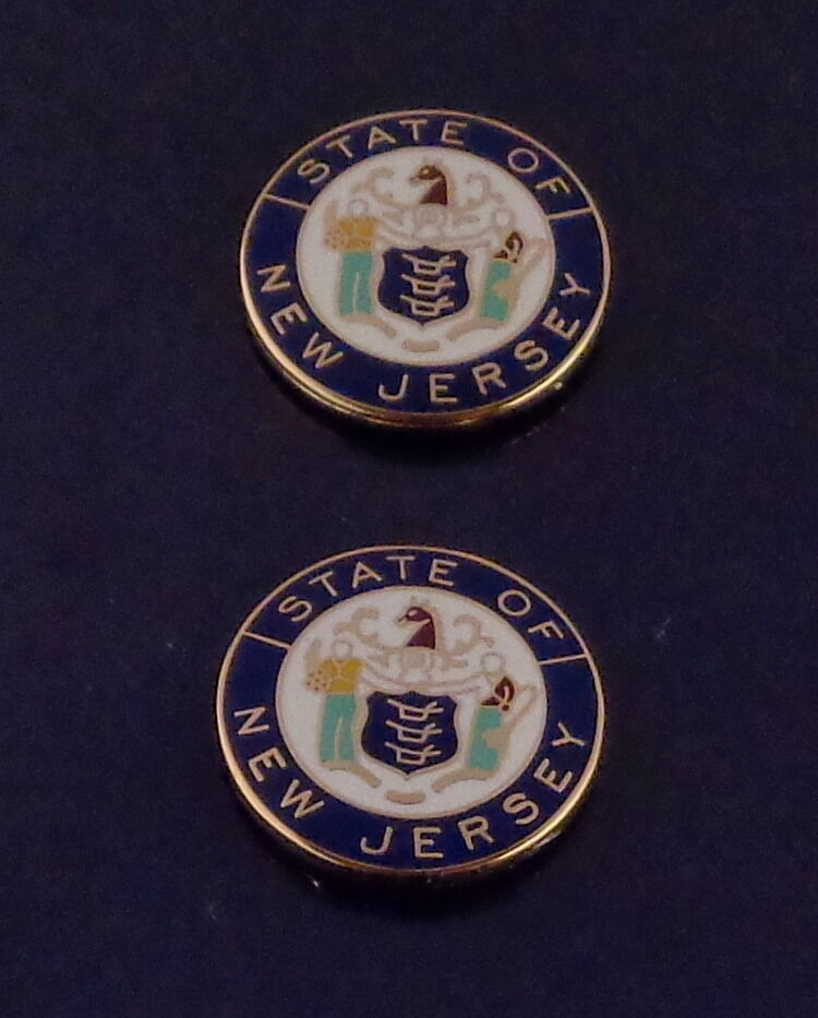 New Jersey 3/4" COLLAR LAPEL PINS Gold state seal