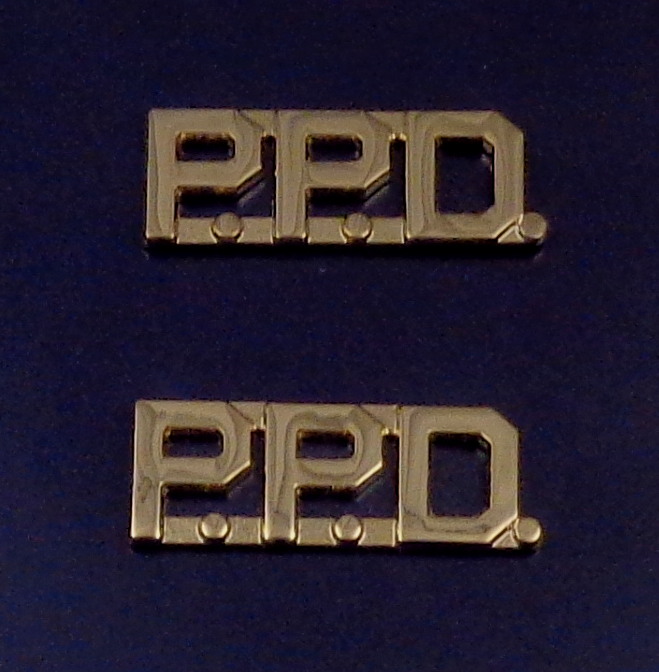 P.P.D. 1/2" Gold Letters Collar Pins with periods