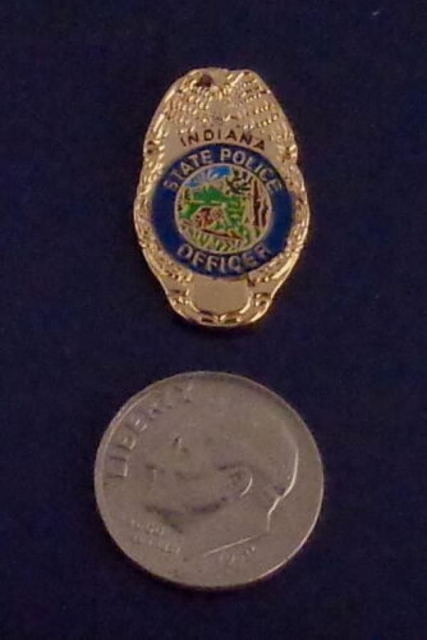 INSP Indiana State Police mini badge lapel pin officer IN gold