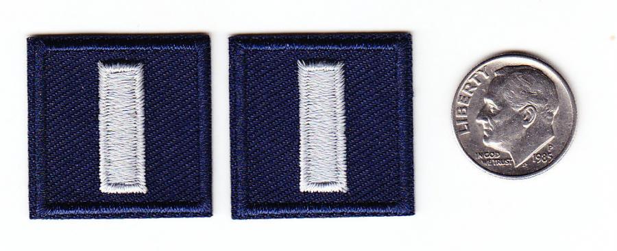 lieutenant lt silver on navy blue sew on collar patches small 1"