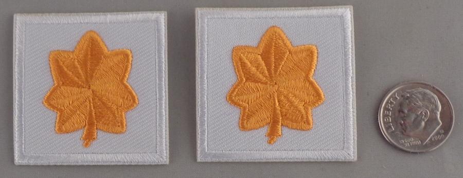 Major DARK GOLD on WHITE Collar patches 1.5"