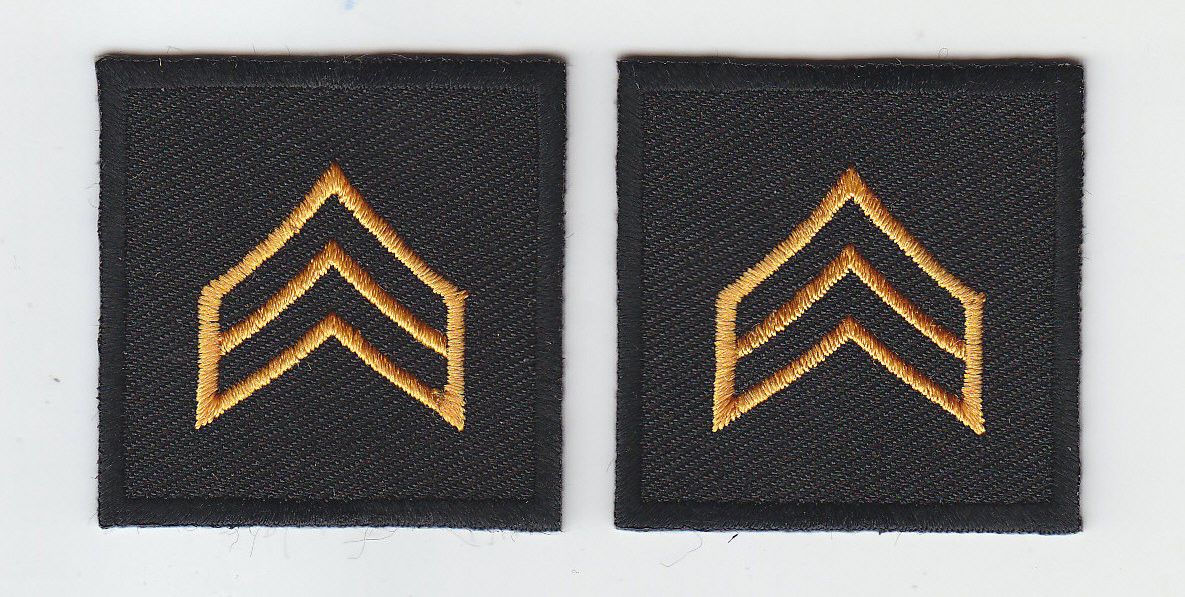 sergeant SGT Dark Gold on Black 1.5" large sew on collar patches