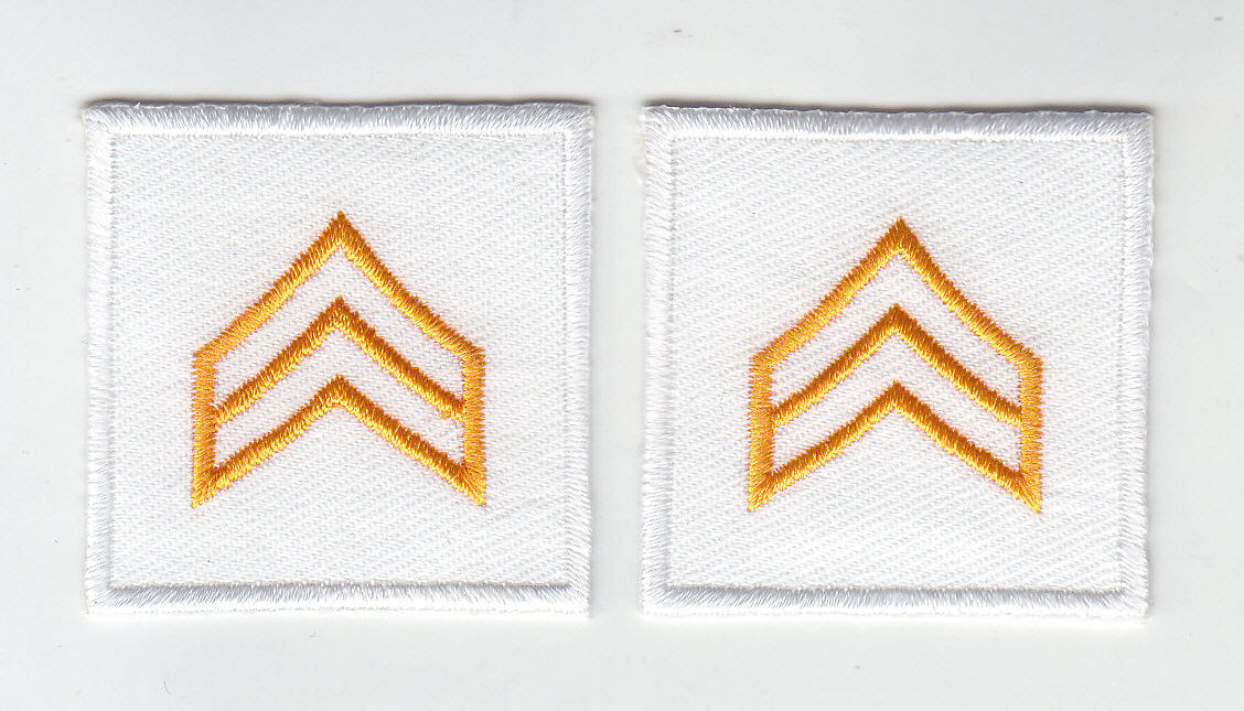 SGT Sergeant DARK GOLD on WHITE Large 1.5" sew on collar patches