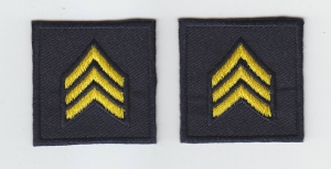 SGT medium gold on midnight navy solid style chevrons collar patches