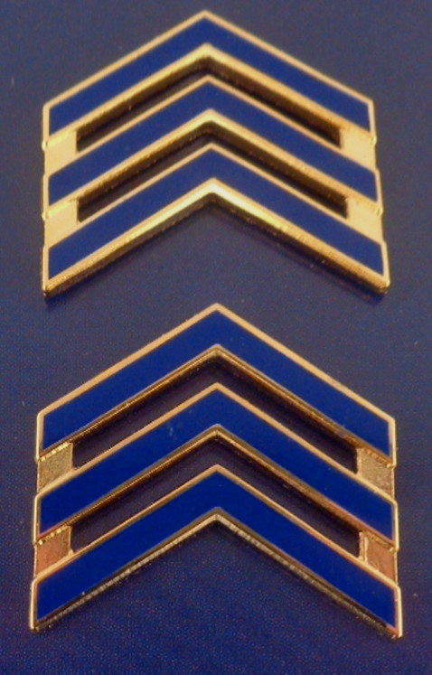 Sergeant Chevrons BLUE ENAMEL on GOLD Large