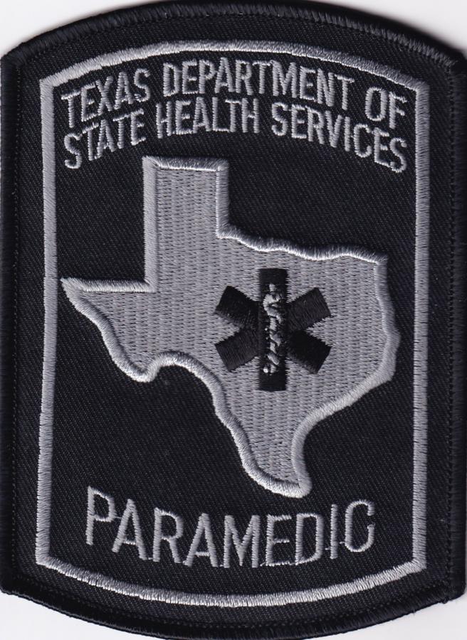 Texas PARAMEDIC STAR OF LIFE subdued Grey on Black patch