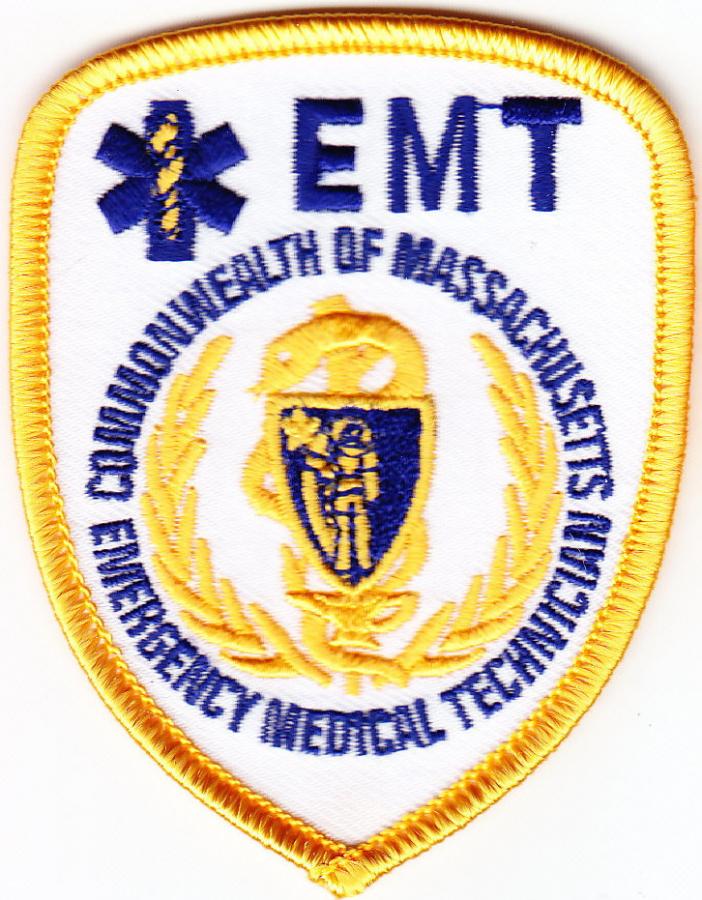 Massachusetts EMT mini hat patch Gold Version